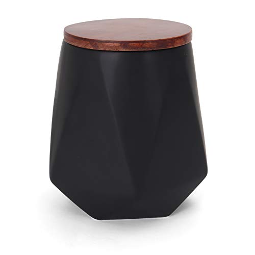 Belari Faceted Storage Canister - Food Storage Container for Kitchen Organization - Ceramic Kitchen Storage Containers - Kitchen Canisters - Kitchen Counter Organizers and Storage (Large, Black)