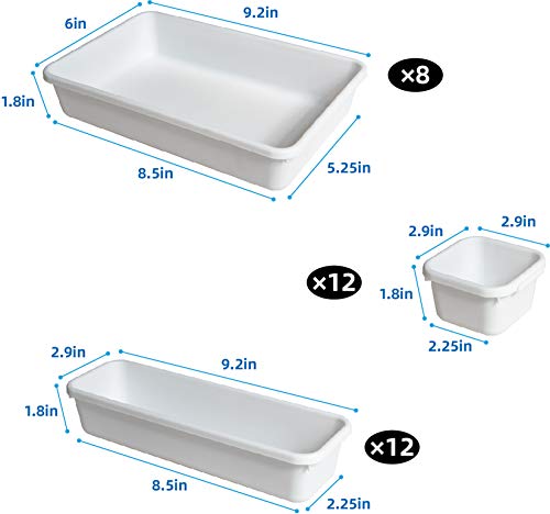 BYCY 32 PCS Drawer Organizers Office Interlocking Drawer Organizers Tray Dividers Storage Bins(32 Pack)