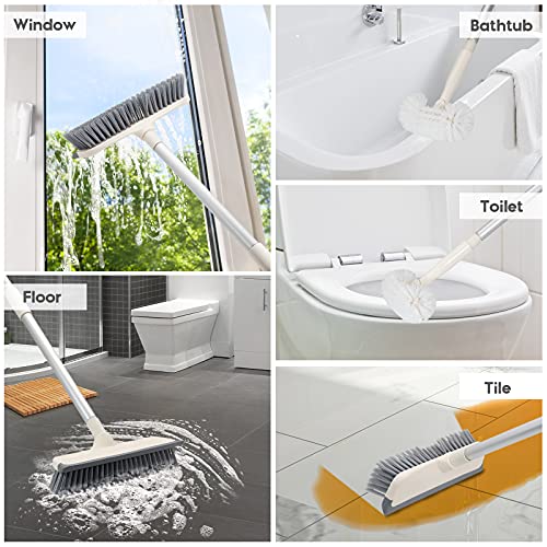 RMAI Floor Scrub Brush with Long Handle, Floor Brush Scrubber, Shower Cleaning Brush for Deck, Bathroom, Tub, Tile, Grout, Kitchen, Wall, Swimming Pool, Patio, Garages