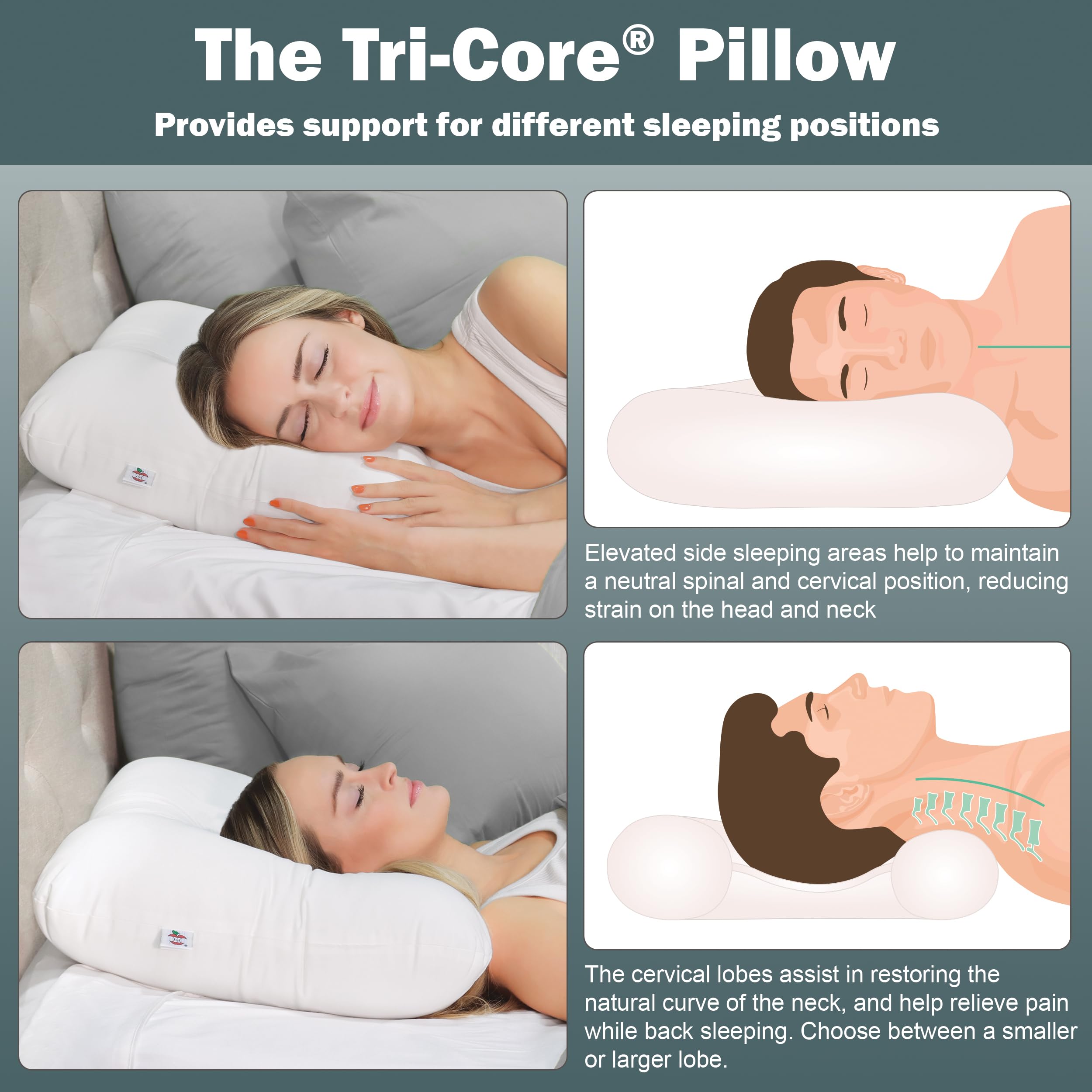 Core Products Tri-Core Cervical Support Pillow Petite Firm