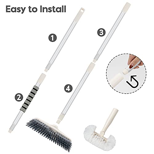 RMAI Floor Scrub Brush with Long Handle, Floor Brush Scrubber, Shower Cleaning Brush for Deck, Bathroom, Tub, Tile, Grout, Kitchen, Wall, Swimming Pool, Patio, Garages