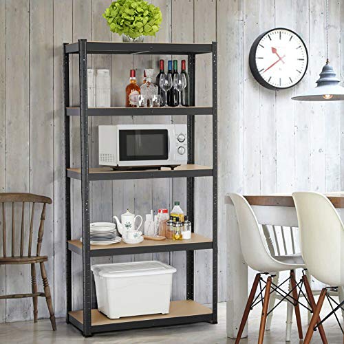 5 Tier Shelving for Garages and Sheds with MDF Boards 1929lb Load Capacity Racking Storage Shelving Unit Plug-in System Shelving Units for Storage Garage Shelving Units (59.1"x27.6"x11.8")