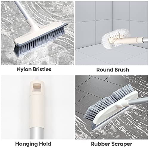 RMAI Floor Scrub Brush with Long Handle, Floor Brush Scrubber, Shower Cleaning Brush for Deck, Bathroom, Tub, Tile, Grout, Kitchen, Wall, Swimming Pool, Patio, Garages