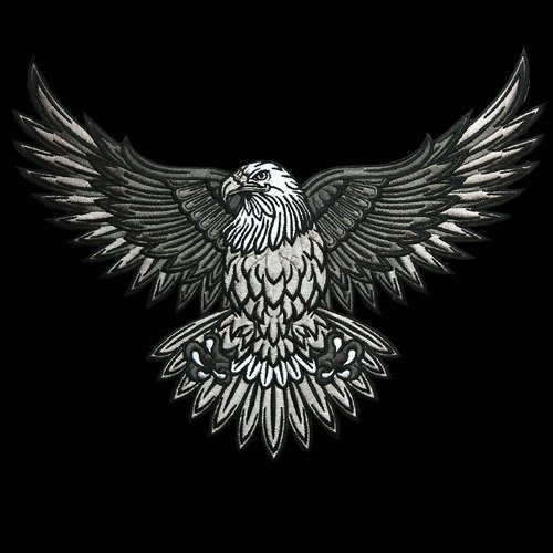 VEGASBEE® American Bald Eagle US National Symbol Biker Jacket Vest Large Embroidered Iron-ON Patch 12" USA (Gray-White)