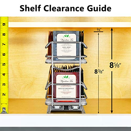 LYNK PROFESSIONAL® Slide Out Tea Bag Holder Organizer - Double Upper Kitchen Cabinet Pull Out Rack, Organize Up To 140 Tea Bags - Lifetime Limited Warranty - Chrome