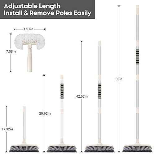 RMAI Floor Scrub Brush with Long Handle, Floor Brush Scrubber, Shower Cleaning Brush for Deck, Bathroom, Tub, Tile, Grout, Kitchen, Wall, Swimming Pool, Patio, Garages