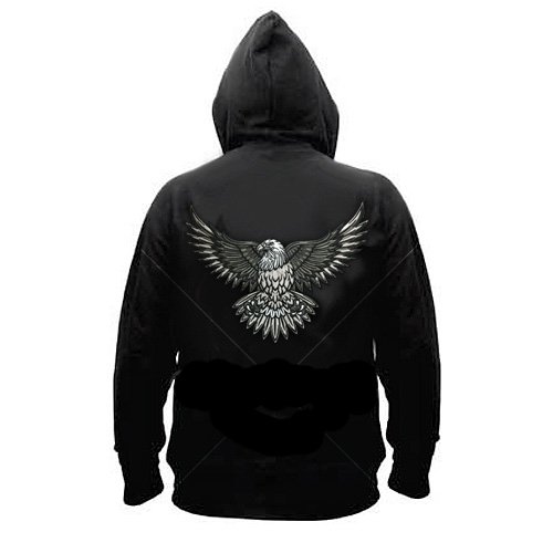 VEGASBEE® American Bald Eagle US National Symbol Biker Jacket Vest Large Embroidered Iron-ON Patch 12" USA (Gray-White)