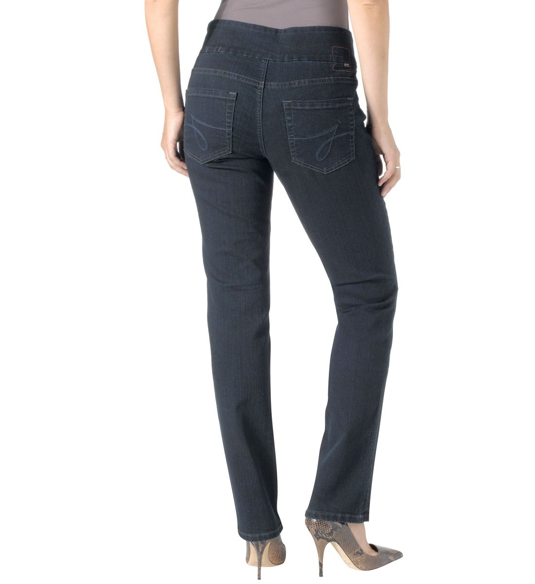JAG Jeans Women's Peri Mid Rise Straight Leg Pull-On Jeans, After Midnight, 0 Petite