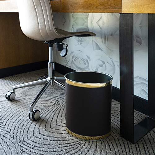Made in USA 5-Gallon Sleek and Stylish Vinyl Mylar Waste Basket (13" X 11") (Faux Brown Leather)