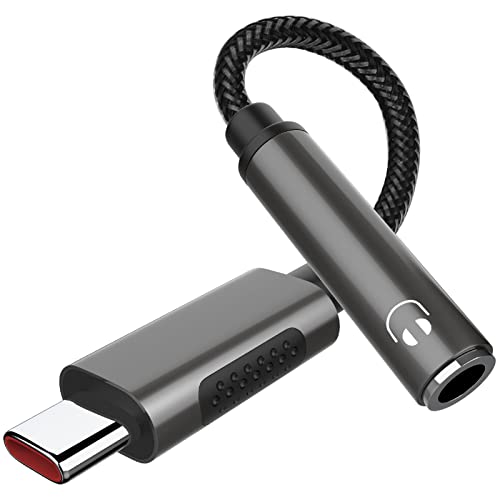 TITACUTE USB C Headphone Adapter for Samsung S21 S20 FE S22 Galaxy Z Flip 3 Fold 2 USB C to 3.5mm Dongle Audio Adapter Stereo Type C Aux Cable for iPad Mini 6th OnePlus 9 Pro 8T 8 Note 20 Pixel 6 Grey