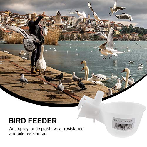 YARDWE 20PCS Automatic Pigeon Water Feeder Plastic Poultry Drinking Bowl Practical Quail Waterer Bird Supplies for Pigeon Chicken, White