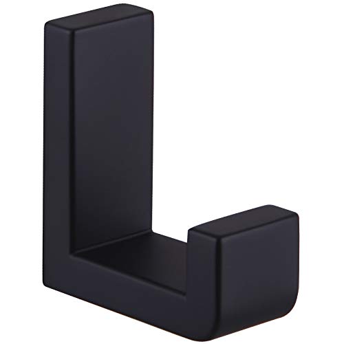 Angle Simple Robe Towel Hook Matte Black, Stainless Steel Clothing Towel Hanger, Wide Utility Hook, Hand Towel Holder for Bathroom Kitchen Office Cabinet, Modern and Farmhouse Style, Wall Mount