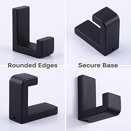 Angle Simple Robe Towel Hook Matte Black, Stainless Steel Clothing Towel Hanger, Wide Utility Hook, Hand Towel Holder for Bathroom Kitchen Office Cabinet, Modern and Farmhouse Style, Wall Mount