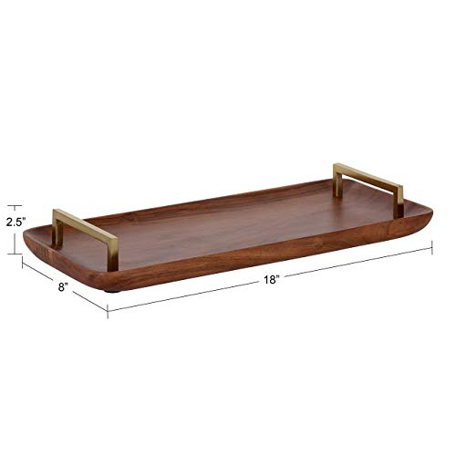 Kate and Laurel Cantwell Mid-Century Modern Wood Tray, 18 x 8, Walnut Brown, Decorative Tray for Serving, Storage and Display