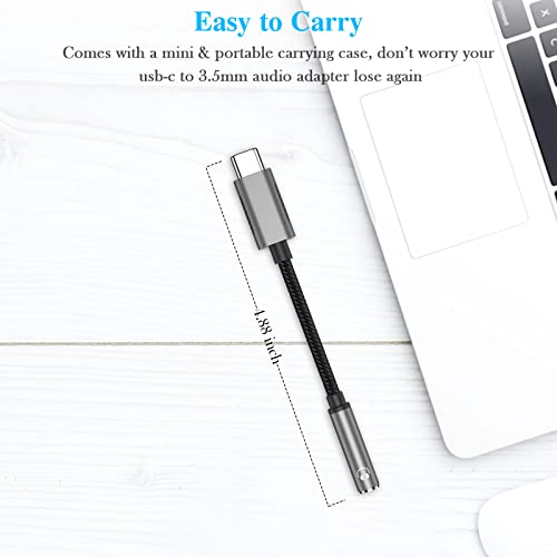 TITACUTE USB C Headphone Adapter for Samsung S21 S20 FE S22 Galaxy Z Flip 3 Fold 2 USB C to 3.5mm Dongle Audio Adapter Stereo Type C Aux Cable for iPad Mini 6th OnePlus 9 Pro 8T 8 Note 20 Pixel 6 Grey