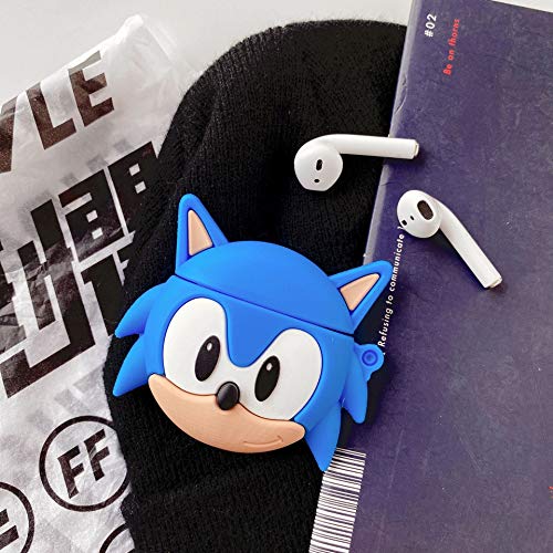 VARWANEO Cartoon Sonic 3D Silicone Earphone Protective Case for Airpods 1/2/Pro, Wireless Bluetooth Headset Case Cover Soft Shell (for AirPods 1 2)