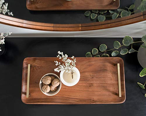 Kate and Laurel Cantwell Mid-Century Modern Wood Tray, 18 x 8, Walnut Brown, Decorative Tray for Serving, Storage and Display