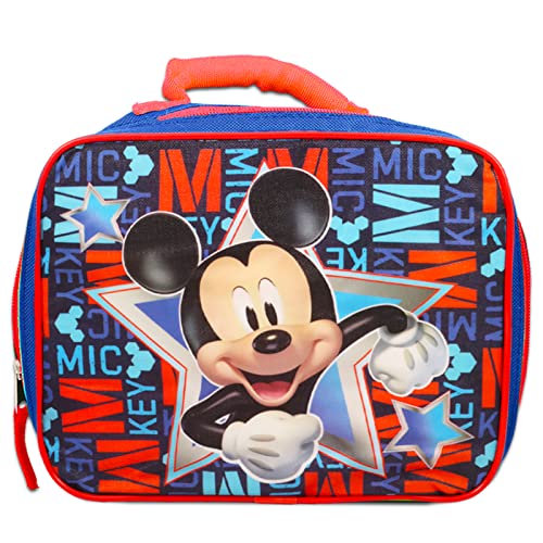 Disney Mickey Mouse Water Bottle Lunch Box Bundle ~ Mickey Mouse School Supplies With Stickers (Mickey Mouse Lunch Bag Set)