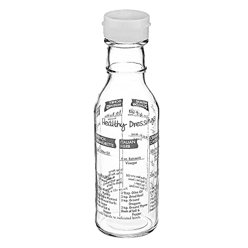 CUISINOX Glass Salad Dressing Shaker Bottle, 8.3" x 2.54", White