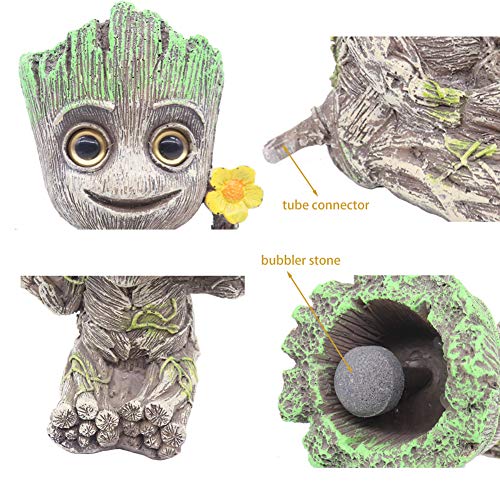 Ulifery Baby Groot Fish Tank Decorations with Bubbler, Small Fish Tank Decor, Toy Air Ornament Figurines Aerating Aquarium Decorations