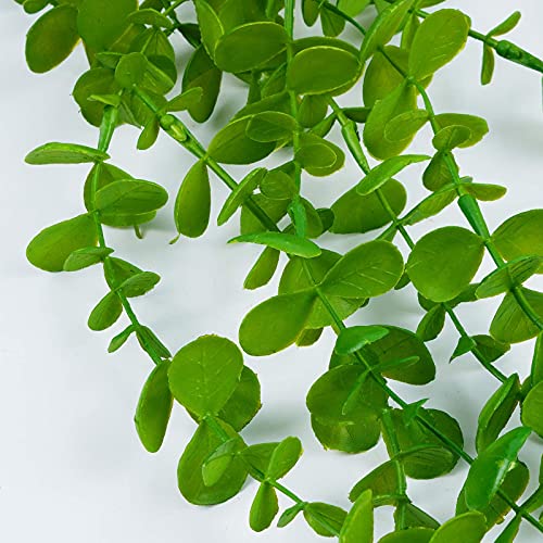 Artflower Artificial Hanging Eucalyptus Plants in Pots 2 Pack Fake Plastic Greenery Vines with Hanging Baskets for Home Shelve Indoor Outdoor Wall Wedding Garden Home Office Garland Decor