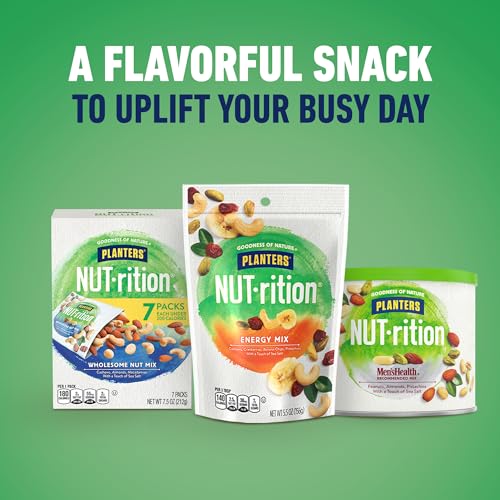PLANTERS NUT-rition Wholesome Nut Mix, 7.5 oz Box (Contains 7 Individual Pouches) - Cashews, Almonds and Macadamias Snack Mix - No Artificial Flavors, No Artificial Colors, No Preservatives - Kosher