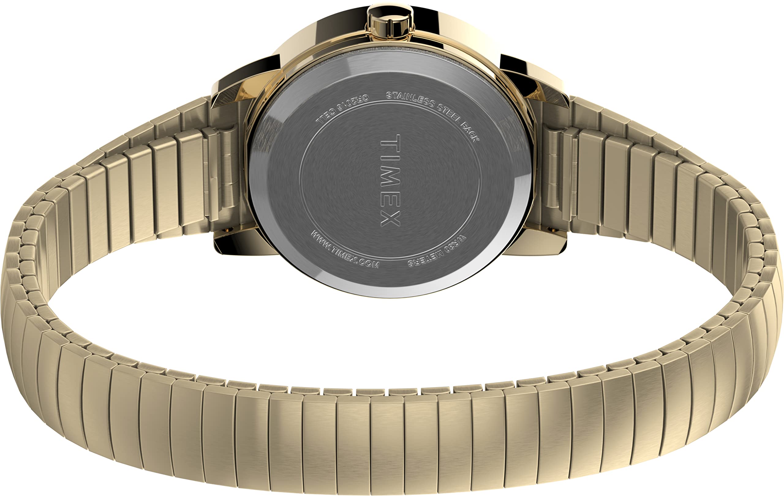 Timex Women's Easy Reader 25mm Watch – Gold-Tone Case White Dial with Tapered Expansion Band
