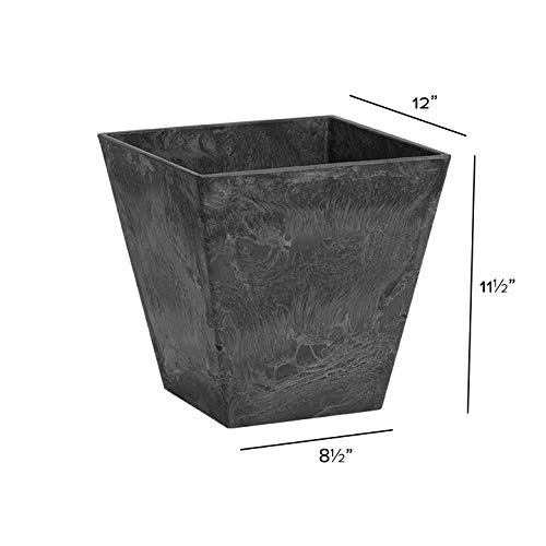ArtStone Root & Vessel, Black, 35128 Ella Square Planter, 12, Inch