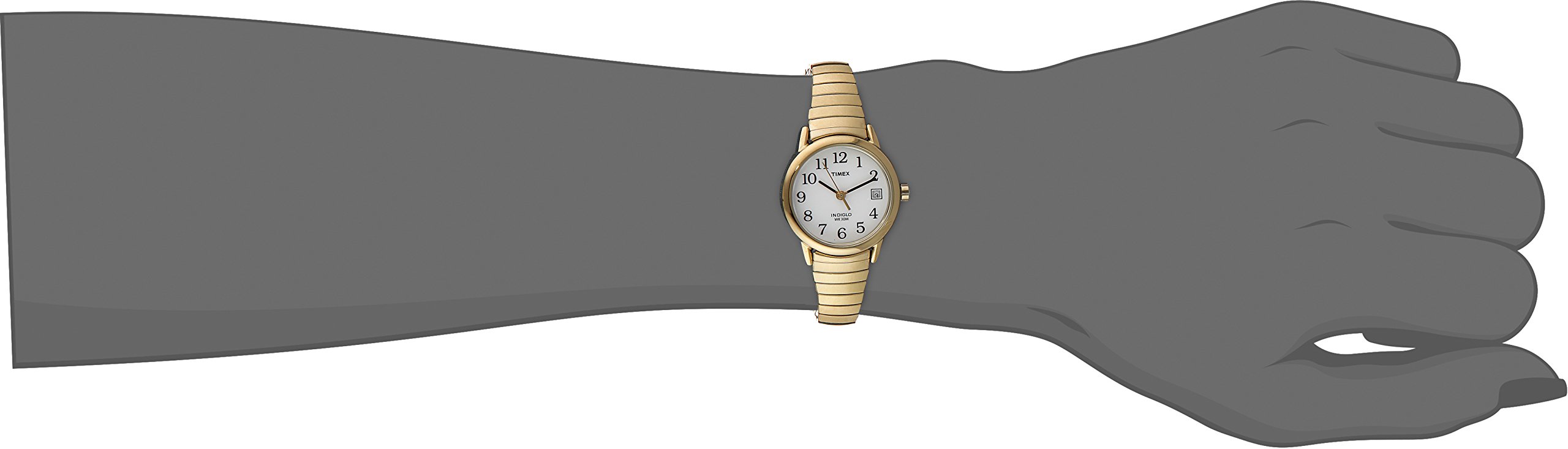 Timex Women's Easy Reader 25mm Watch – Gold-Tone Case White Dial with Tapered Expansion Band
