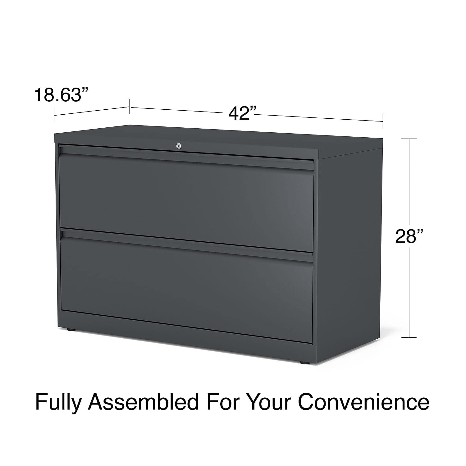 Lorell 2-Drawer Lateral File, 42 by 18-5/8 by 28-1/8-Inch, Charcoal