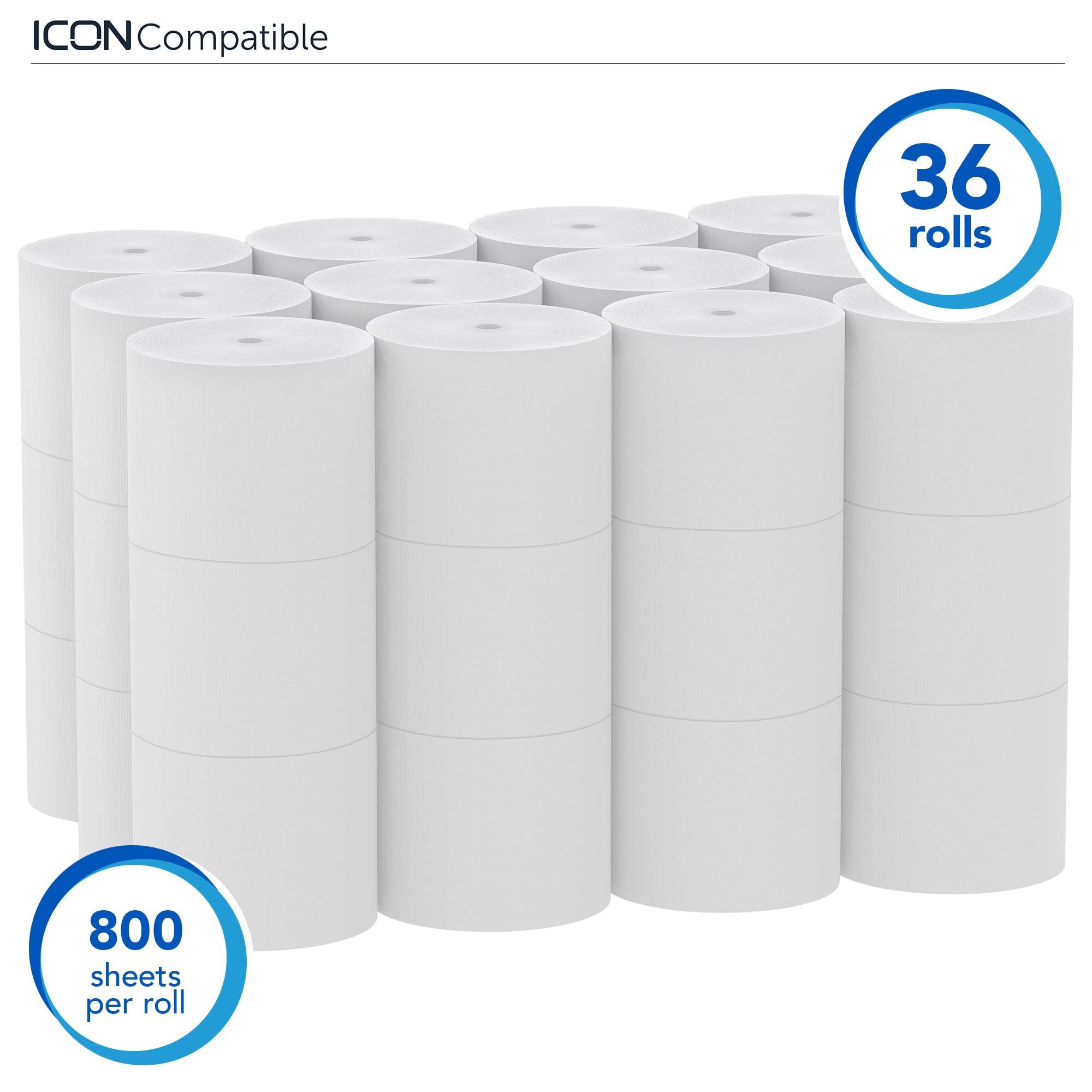 Scott Professional Essential Coreless High-Capacity Standard Roll Bulk Toilet Paper (07001), 2-Ply, White (36 Rolls of 800 Sheets, 28,800 Sheet Total)