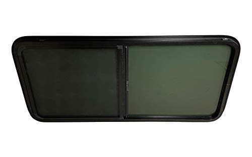 49.5" Width x 23.5" Height RV Window, Tiny House Vertical Slider W/Screen & Interior Camper Window Clamp Ring for 1-1/2" Wall Thickness Included, Teardrop Replacement Trailer Window