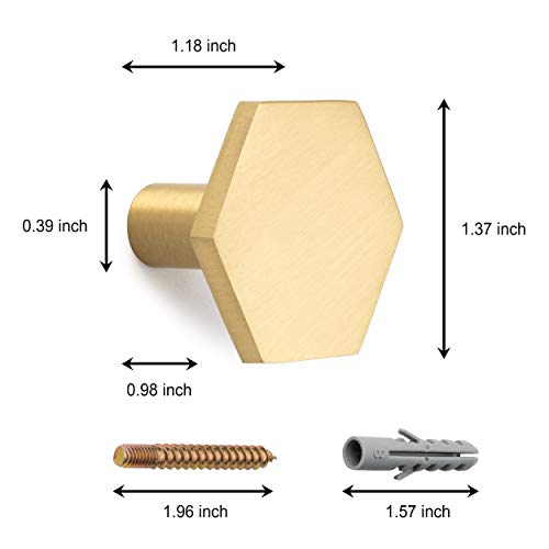 Modern Wall Hooks Made from Solid Brass. Ideal Purse Wall Hanger, Perfect for Coats, Jackets, Hats, Scarfs, Bags, Backpacks and More. Pack of 4 Decorative Coat Hooks - bilbyfox (Hexagon)
