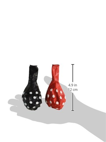 Red and Black with White Polka Dots Latex Balloons 24 Count