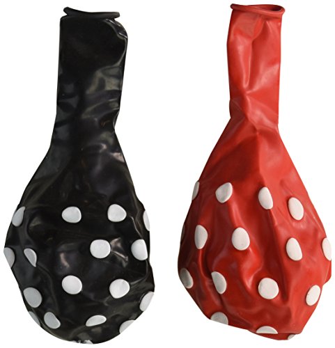Red and Black with White Polka Dots Latex Balloons 24 Count