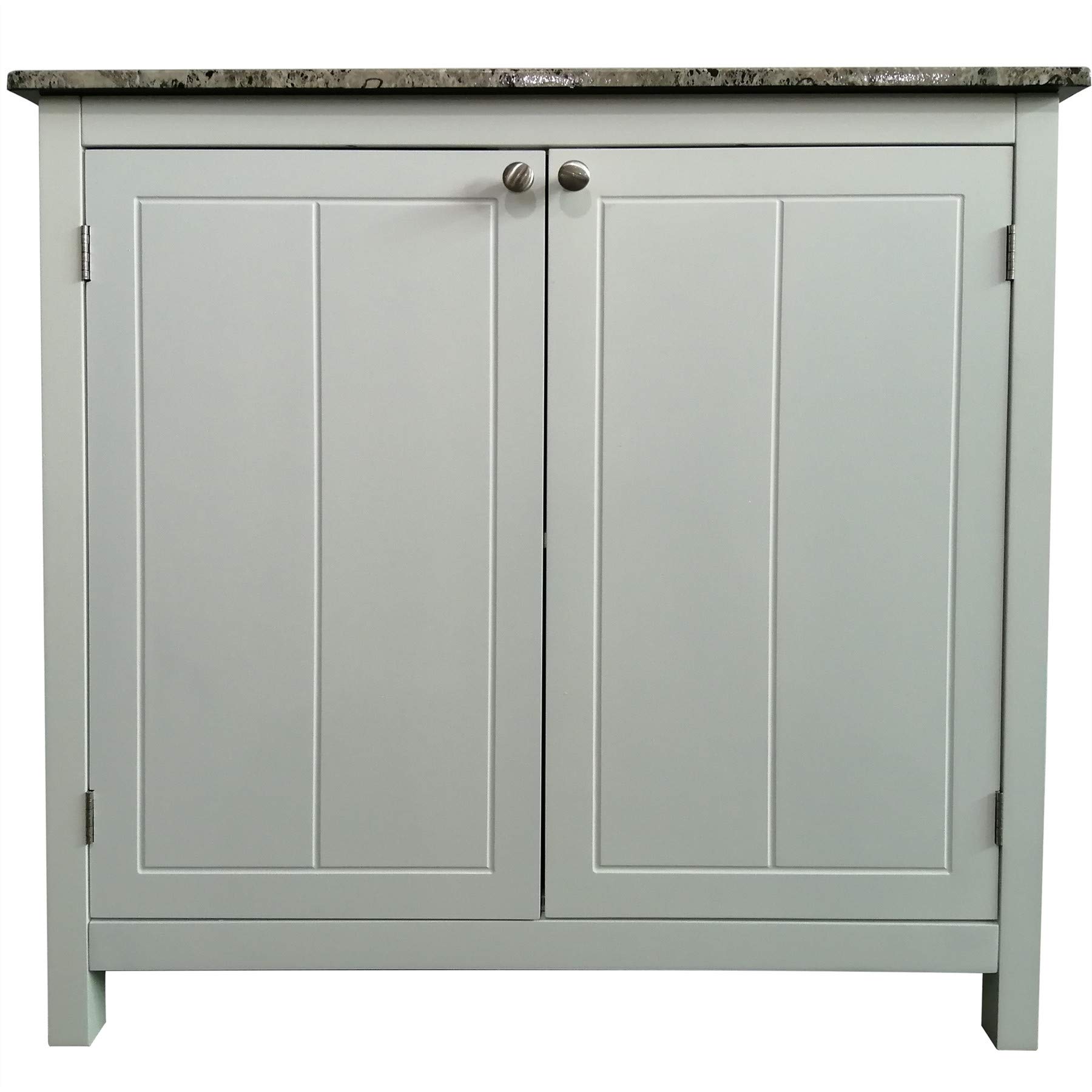 Kings Brand Furniture - Haber Marble Finish Top White Kitchen Island Storage Cabinet