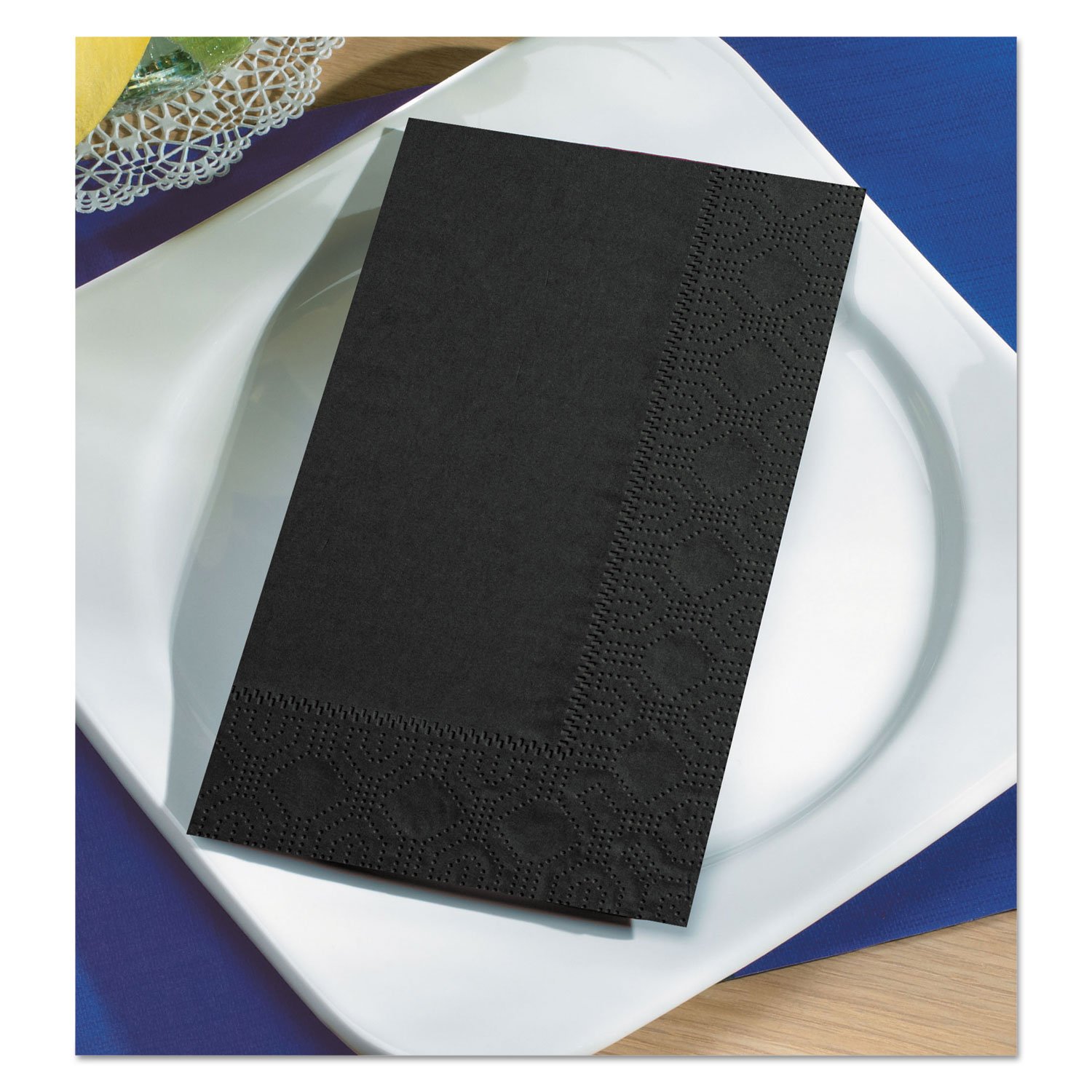 Hoffmaster 180513 Dinner Napkin, Regal Embossed Border, 2 Ply, 1/8 Fold, 15" x 17" Unfolded (4.25" x 7.5" Folded), (Case of 1,000) , Black
