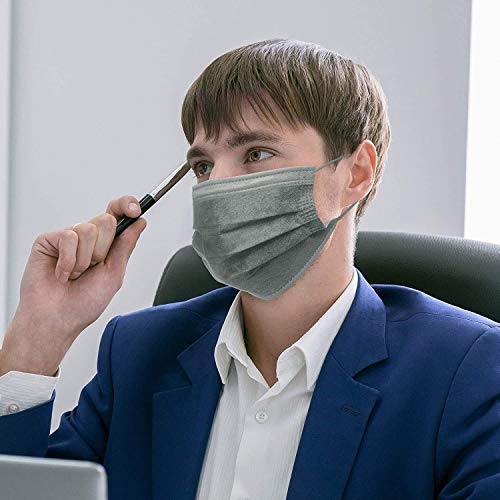 100 Pack Grey Individually Wrapped Disposable Face Mask,3-Layer Masks with Elastic Ear Loops for Children,Breathable and Comfortable Non-woven Face Mask for Daily Protection
