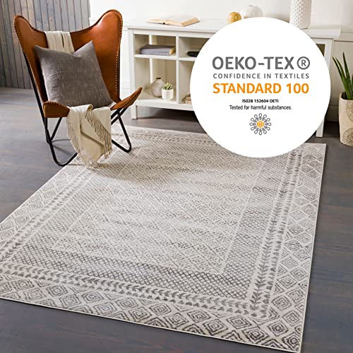 Artistic Weavers Vanessa Bohemian Border Area Rug, 5 ft 3 in x 7 ft 1 in, Gray