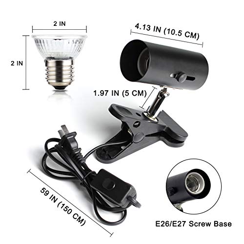 2 Pack Clamp Lamp Fixture with 3 Pack 50W UVA UVB Bulbs, for Reptiles Adjustable Habitat Lighting & Heat Lamps Holder Stand for Pet Habitat Heat Light Bulbs/Lamps