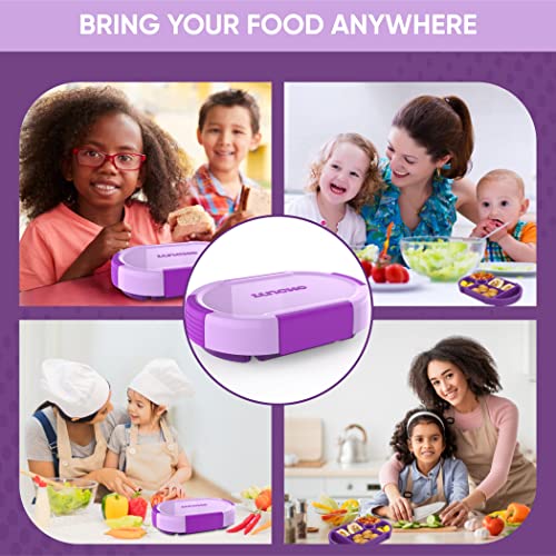 Beneflix Bento lunch box for kids Leak-Proof, 6-Compartment - Ideal Portion Sizes for Ages 3 to 7 - BPA-Free, Dishwasher Safe, Food-Safe Materials