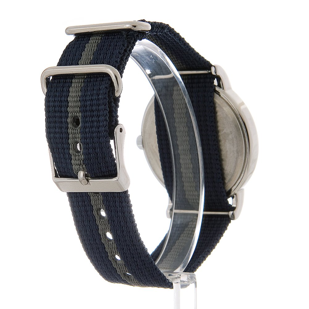 Timex Unisex T2N654 Weekender 38mm Blue/Gray Stripe Nylon Slip-Thru Strap Watch
