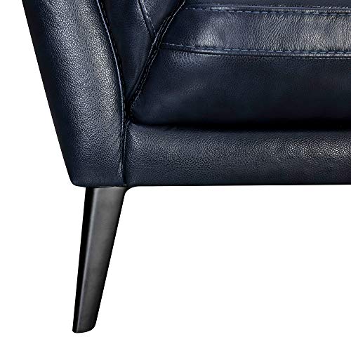 Armen Living Franz 87" Modern Leather Sofa, Blue Midnight