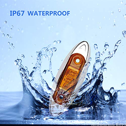 NBWDY 10Pcs Amber Universal Waterproof LED Side Marker Light led trailer light Truck light 3 LEDs Amber Lens w/Chrome Housing for Truck Trailer RV Camper Boat ATV