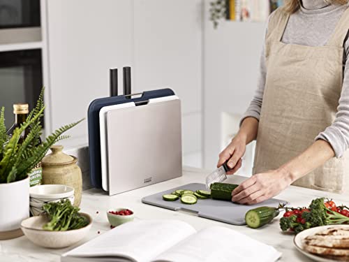 Joseph Joseph Nest Plus 6-Piece Knife and Cutting Board Set, One Size, Silver
