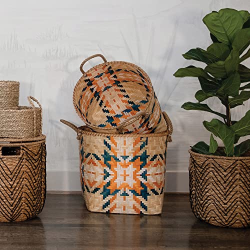 Bloomingville Hand-Woven Bamboo Handles, Multi Color, Set of 2 Basket, 2