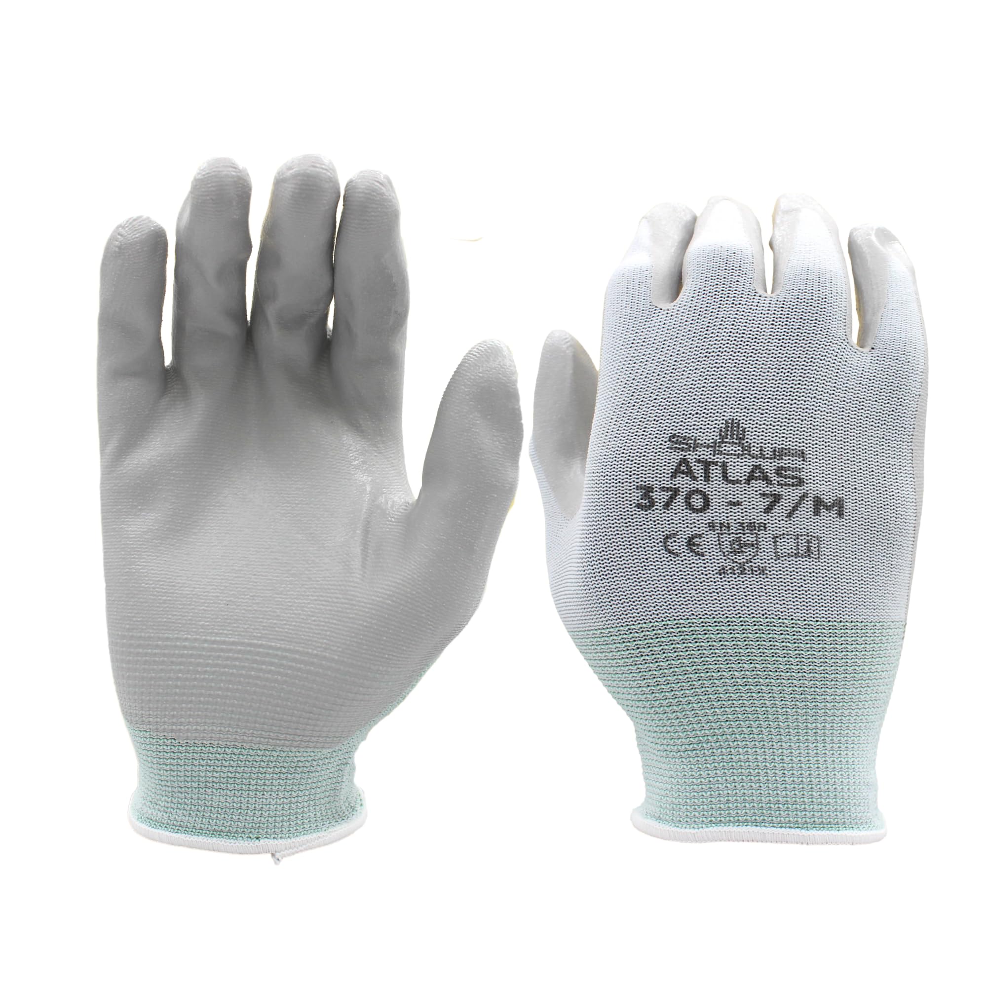 SHOWA Atlas 370W Nitrile Palm Coating Glove, White, X-Large (Pack of 12 Pairs)