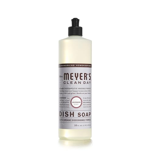 MRS. MEYER'S CLEAN DAY Liquid Dish Soap, Lavender Scent, 16 Ounce Bottle
