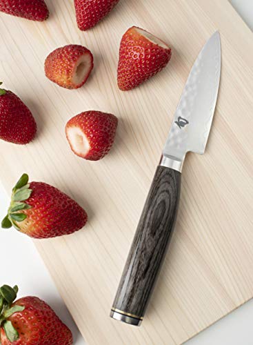 Shun Cutlery Premier Grey Paring Knife 4", Small, Nimble Cooking Knife for Peeling, Coring, Trimming and More, Precise Cutting Knife, Handcrafted Japanese Kitchen Knife