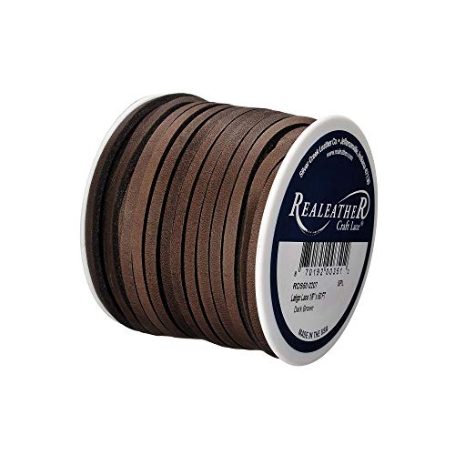 Silver Creek Leather Co Realeather Latigo Leather Lace for Crafts and Jewelry Making, 1/8" x 50', Dark Brown